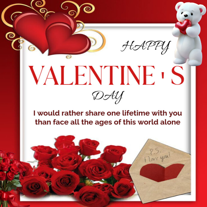 White Joyful Valentine Design Square (1:1) Template | PosterMyWall