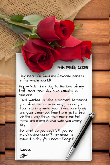 Copy of White Joyful Valentines Day Love Letter Poster | PosterMyWall