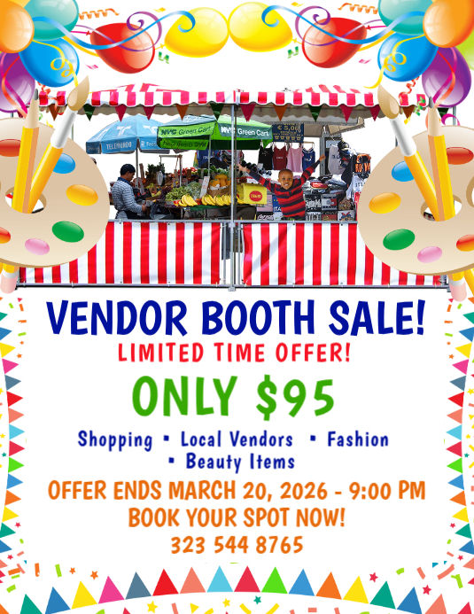 Plantilla de White Joyful Vendor Booth Sale Flyer | PosterMyWall