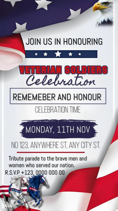 White Joyful Veterans Day Celebration Post Card Whatsapp Status ...