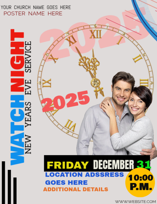 White Joyful Watch Night 2025 Flyer (us Letter) Template | PosterMyWall