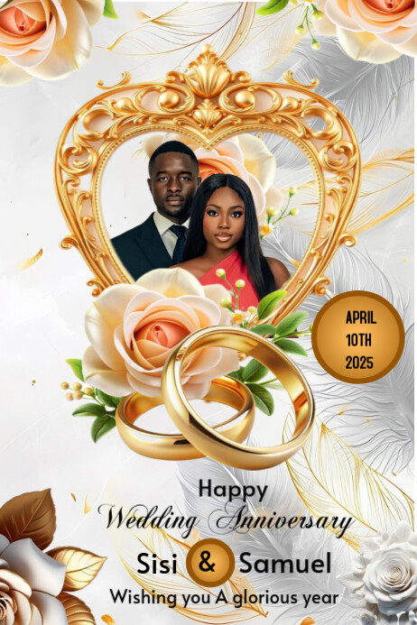 White Joyful Wedding Anniversary Flyer Design And Poster Template ...