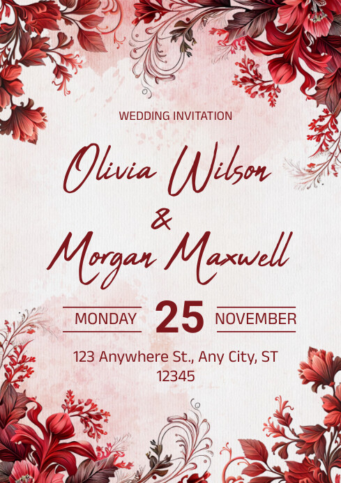 White Joyful Wedding Invitation A4 Template | PosterMyWall