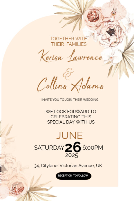 White Joyful Wedding Invitation Cards 2025 Poster Template | PosterMyWall