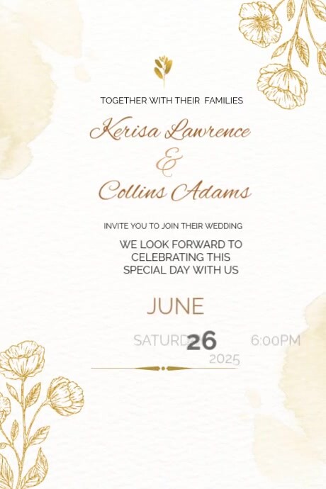 White Joyful Wedding Invitation Cards Poster Template | PosterMyWall