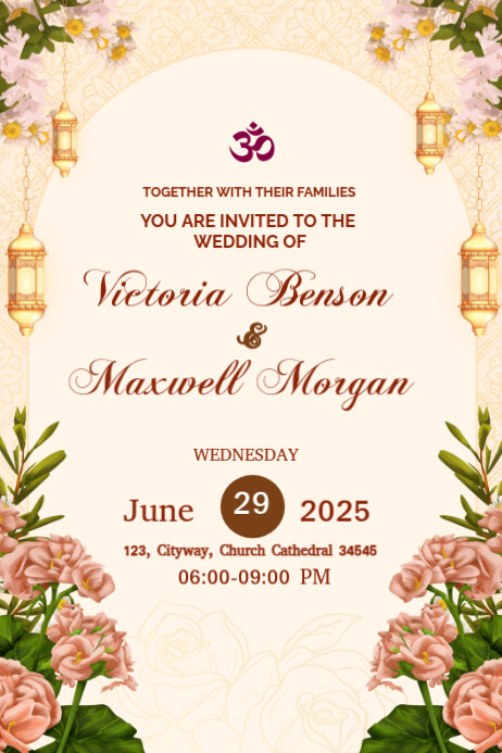 White Joyful Wedding Invitation Cards Poster Template | PosterMyWall