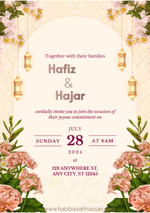 White Joyful Wedding Invitations A4 Template | PosterMyWall