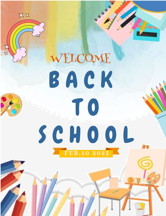 Copy of White Joyful Welcome Back To School Colourful | PosterMyWall