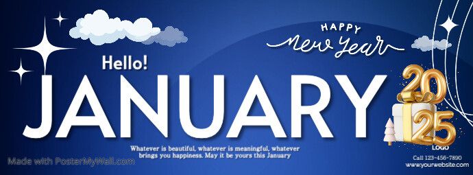 Copy of White Joyful welcome january Facebook Cover Photo | PosterMyWall