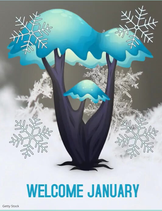 White Joyful Welcome January Flyer (us Letter), january greeting card ...