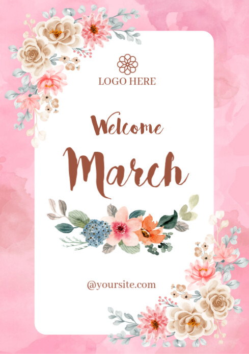 White Joyful Welcome March A3 Template | PosterMyWall