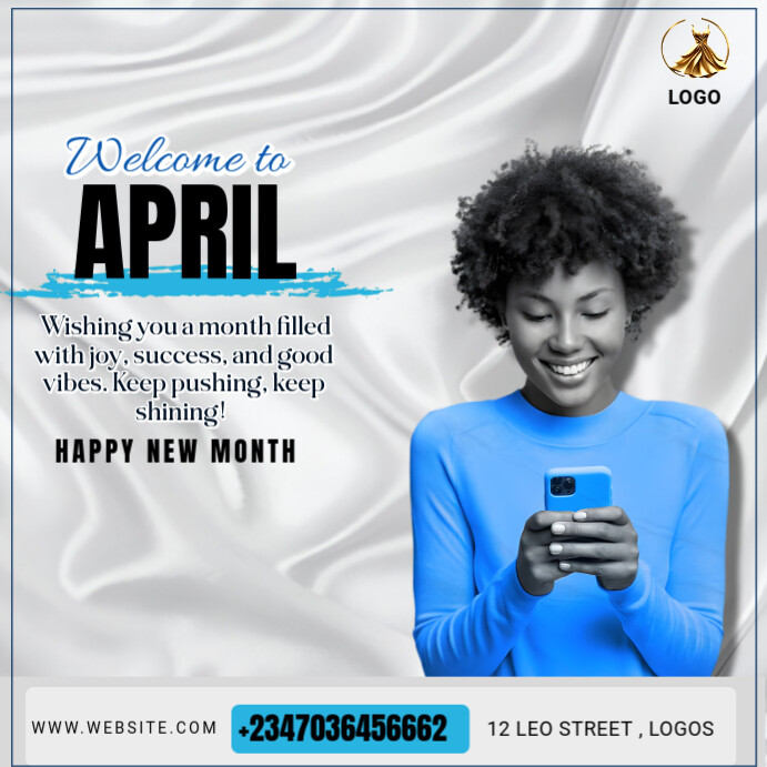White Joyful Welcome To April New Month Greeting Card Instagram Post ...