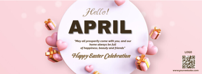 White Joyful Welcome To April Template Facebook Cover Photo | PosterMyWall