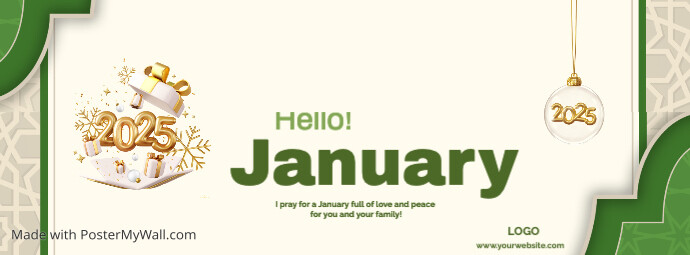 White Joyful Welcome To January Facebook Cover Photo Template ...
