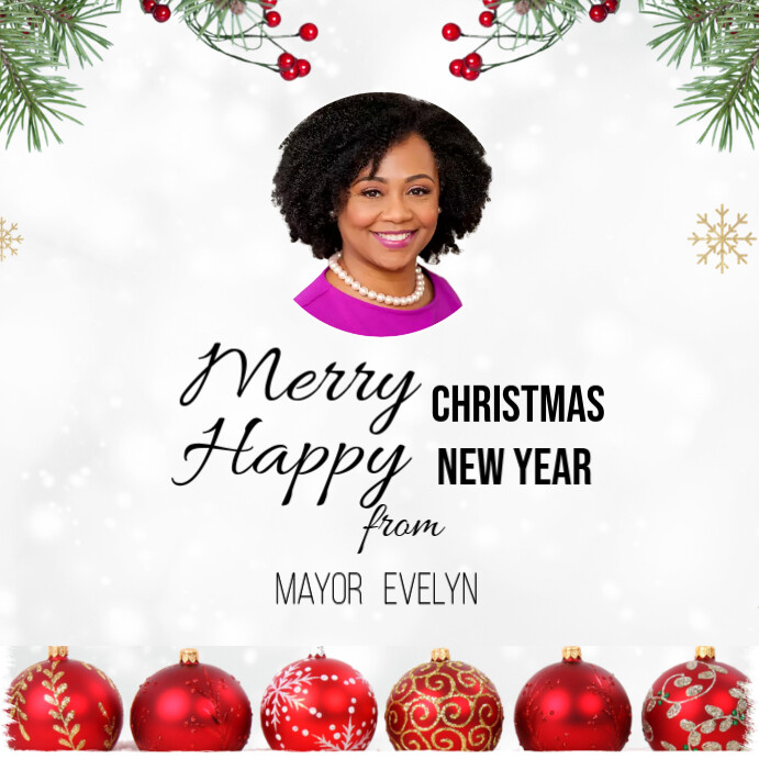 White Joyful White, Red Balls Photo Christmas Poster Instagram Post ...