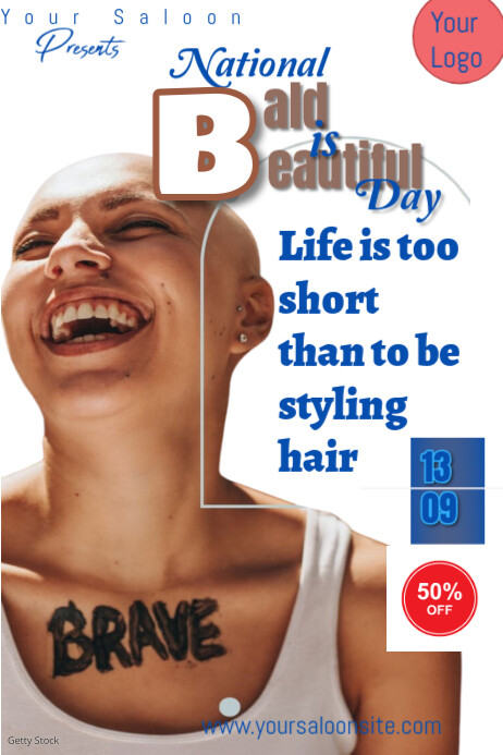 Copy of White Joyful White Background National Bald I | PosterMyWall