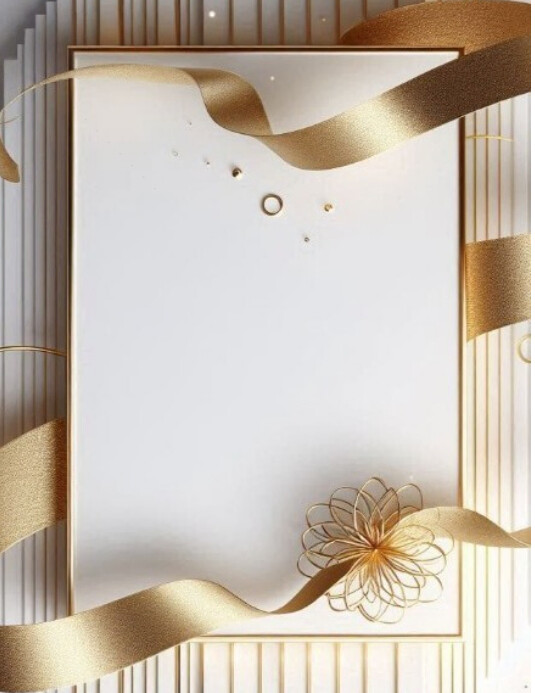 Plantilla de White Joyful White Frame With Golden Ribbons. Flyer (us ...