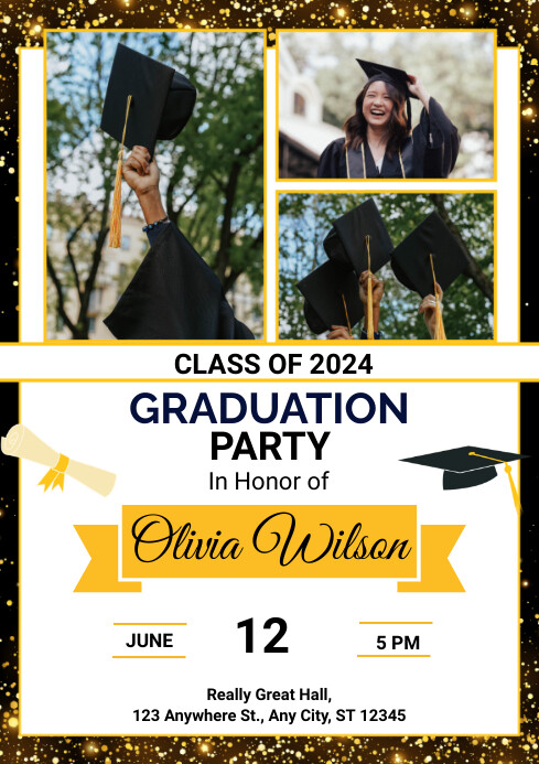 White Joyful White Joyful Graduation Party Fl Templat | PosterMyWall