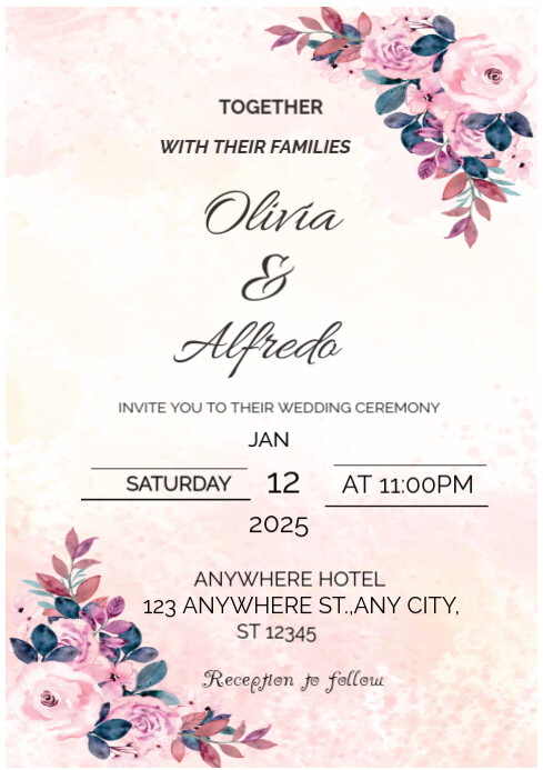 White Joyful White Joyful Wedding Invitation A4 Template | PosterMyWall