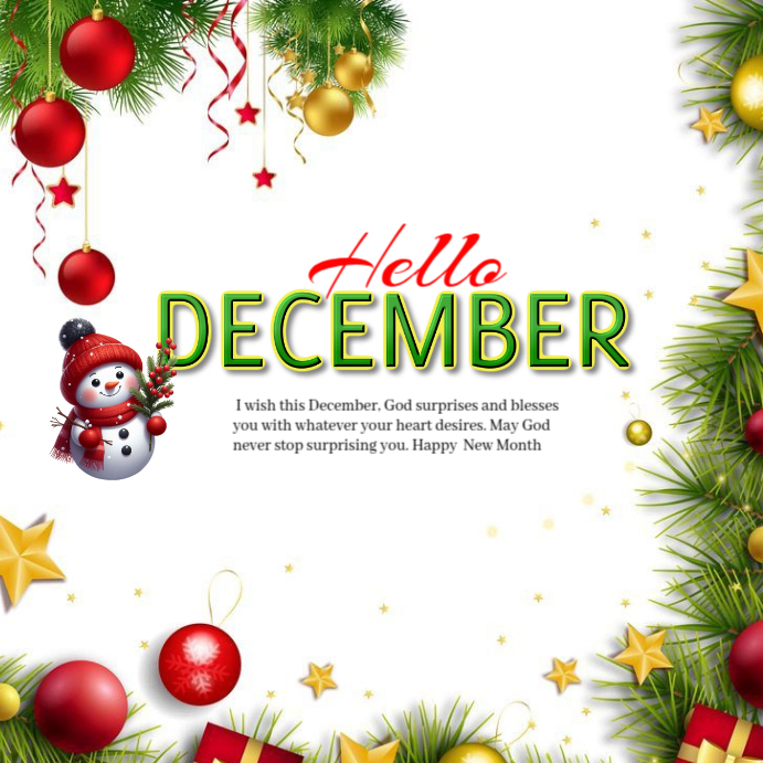 White Joyful White Modern & Minimal Editable Hello December Graphic ...