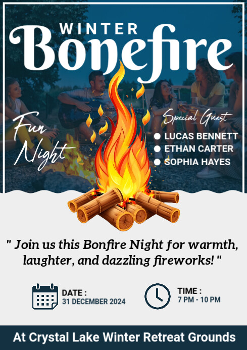 Copy of White Joyful Winter Bonefire Night A4 | PosterMyWall