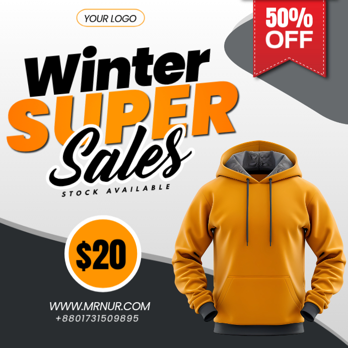 White Joyful Winter Jacket Sales Instagram Post Template | PosterMyWall