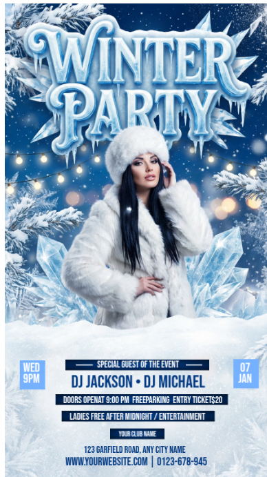 White Joyful Winter Party Instagram Story Template | PosterMyWall