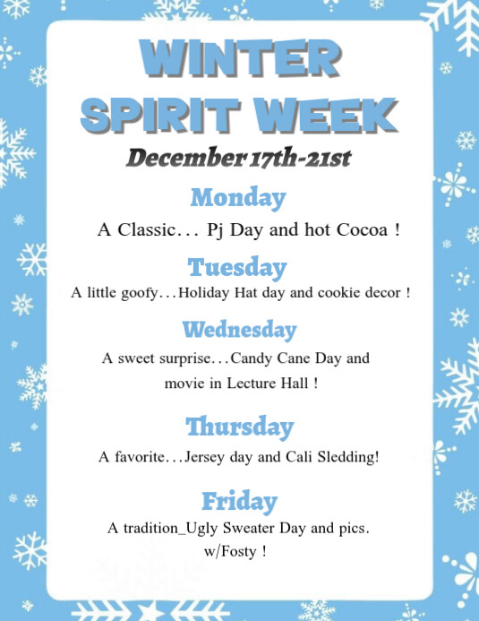Copy of White Joyful Winter Spirit Week Flyer (us Letter) | PosterMyWall