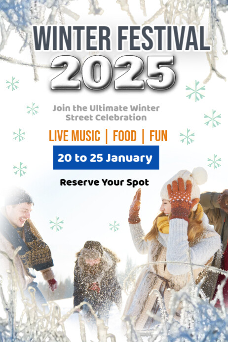 White Joyful Winter Street Festival 2025 Poster Template | PosterMyWall
