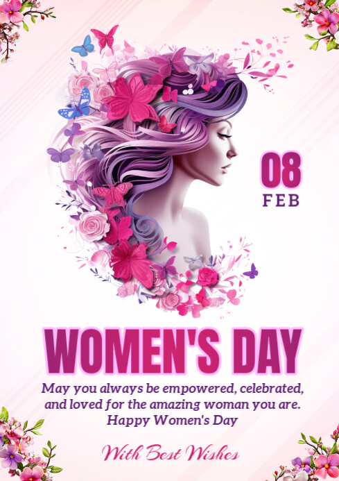 Copy of White Joyful Women's Day A4 | PosterMyWall
