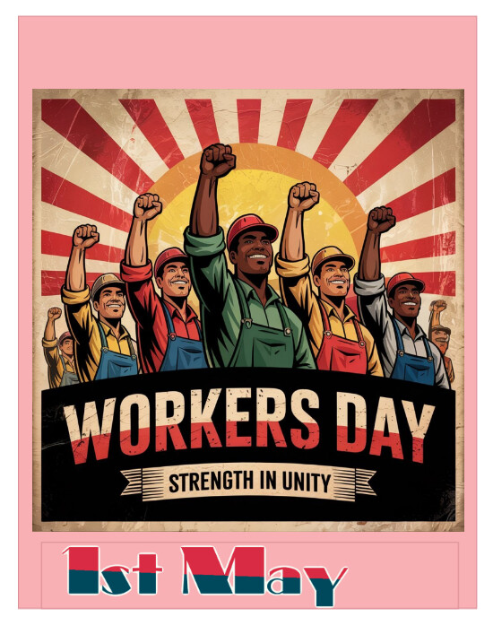 White Joyful Workers Day Mobilisation Poster Instagram Portrait ...