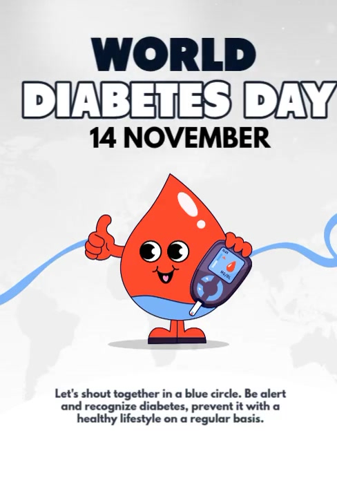 White Joyful World Diabetes Day Flyer Poster A5 Template | PosterMyWall