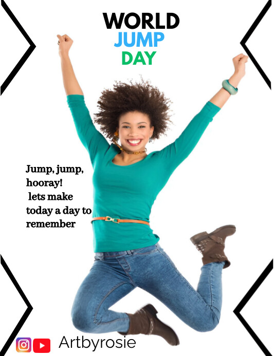 White Joyful World Jump Day Flyer (us Letter) Template | PosterMyWall