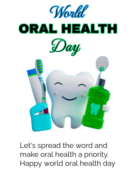 Copy of White Joyful World Oral Health Day Awareness Campaign Flyer (us ...