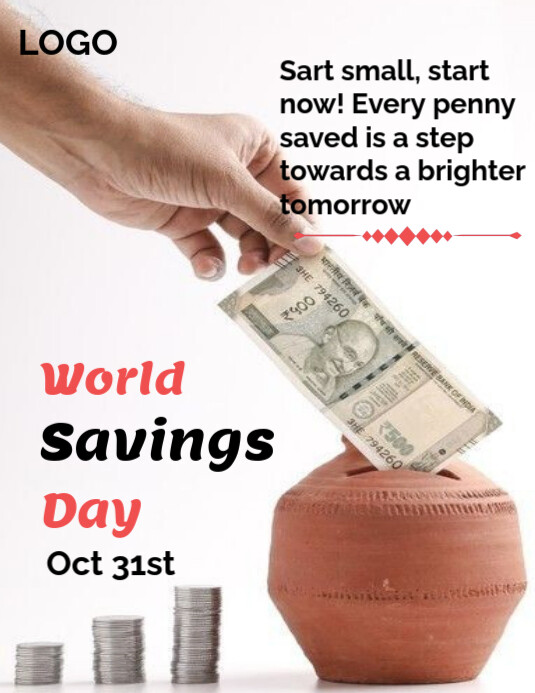 White Joyful World Savings Day Awareness Flyer (us Letter) Templat ...