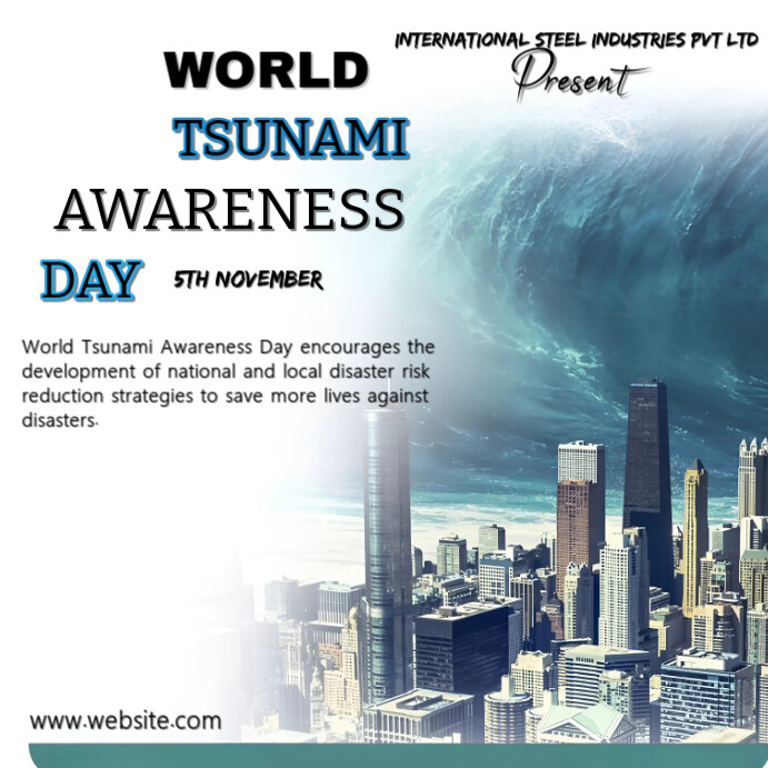 White Joyful World Tsunami Awareness Day Poster Instagram Post Template ...