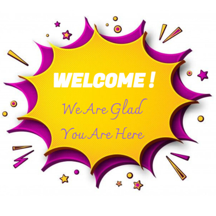 White Joyful Yellow And Purple Welcome Banner Design Instagram Post ...