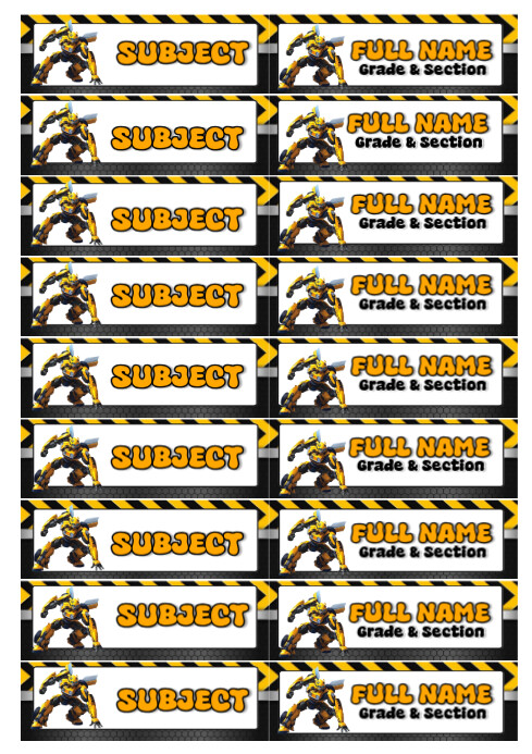White Joyful Yellow Trucks Nametags And Labels A4 Template | PosterMyWall