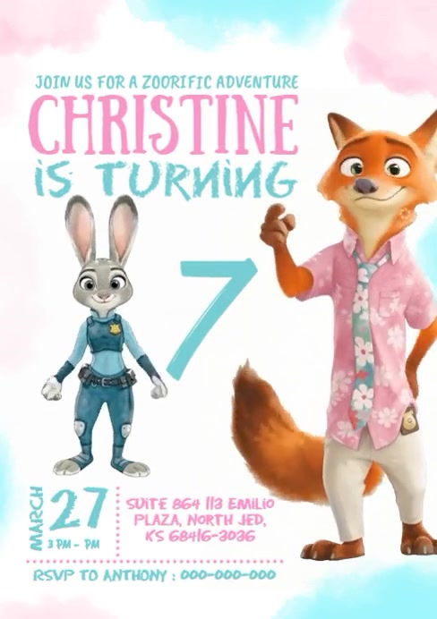 Zootopia Birthday Party A4 Template | PosterMyWall