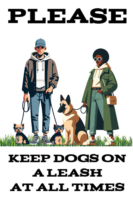 White Keep Dogs On A Leash Poster Template | PosterMyWall