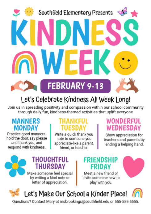 White Kindness Week Celebration A4 Template | PosterMyWall