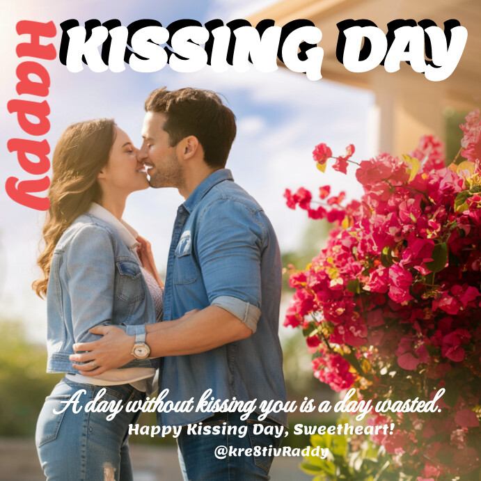 White Kissing Day Instagram Post Template | PosterMyWall