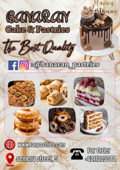White Kolase Cake And Pastries Advertisemen A4 Template | PosterMyWall