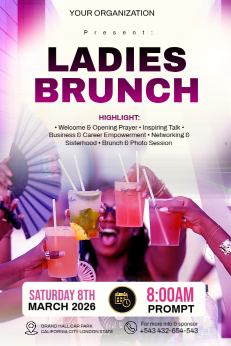 White Ladies Brunch Event Poster Template | PosterMyWall