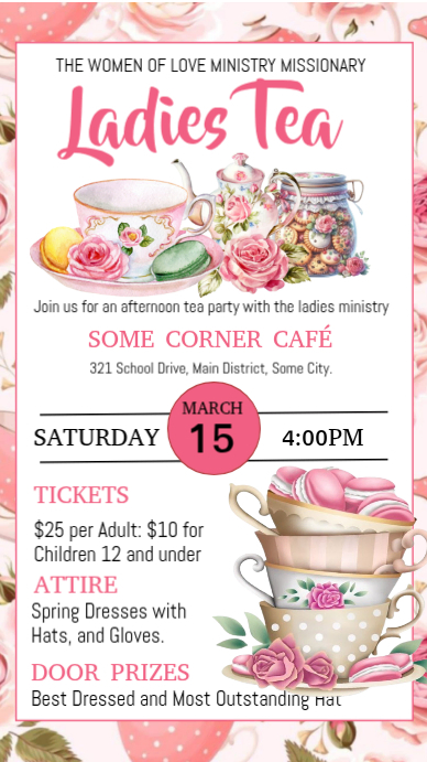 White Ladies Tea Party invitation Instagram Story Template | PosterMyWall