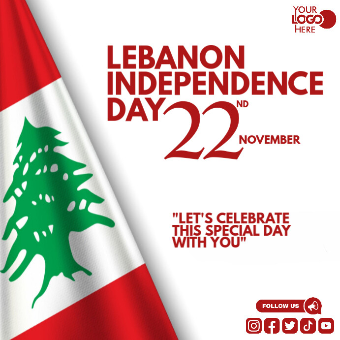 White Lebanon Independence Day Instagram Post Template | PosterMyWall