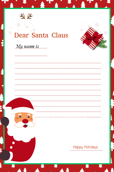 White Letter To Santa Poster Template | PosterMyWall