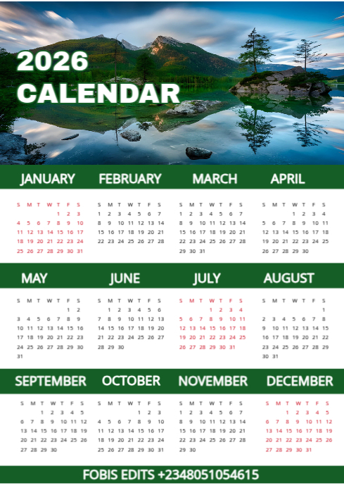 White List-based 2026 Calendar A4 Template | PosterMyWall