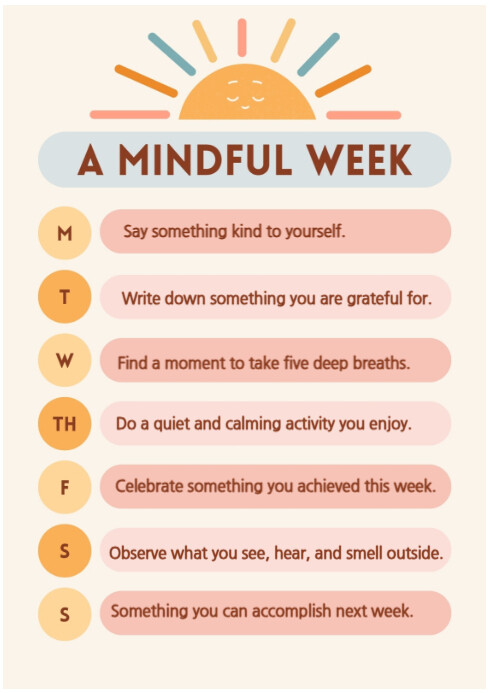 White List-based A Mindful Week A4 Template | PosterMyWall