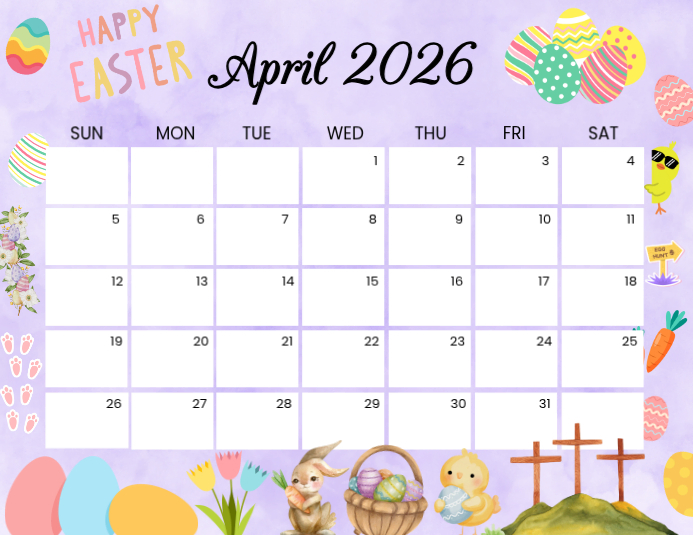 White List-based April 2026 Calendar Flyer (us Letter) Template ...